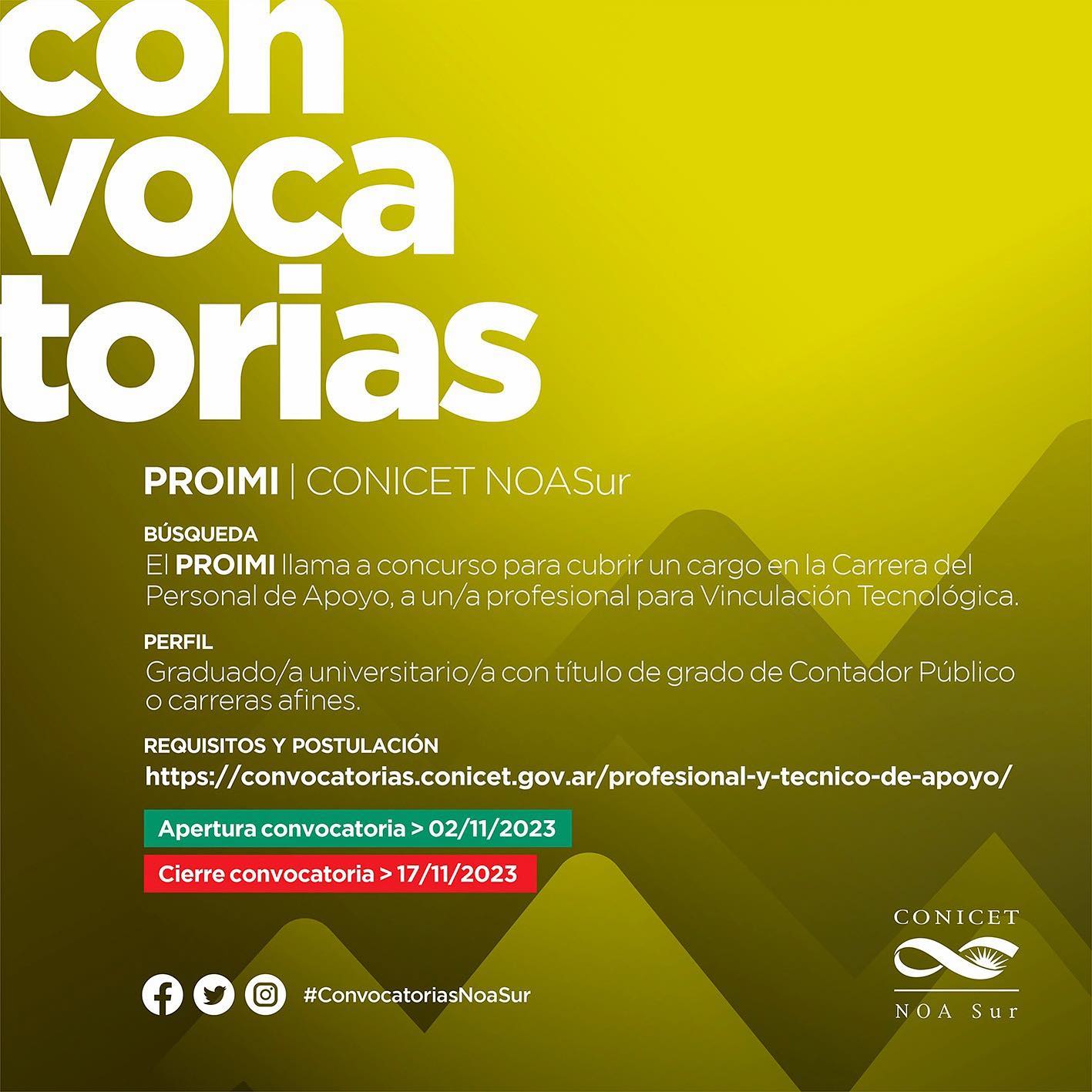 Convocatoria del PROIMI para cargo en la Carrera del Personal de Apoyo ...